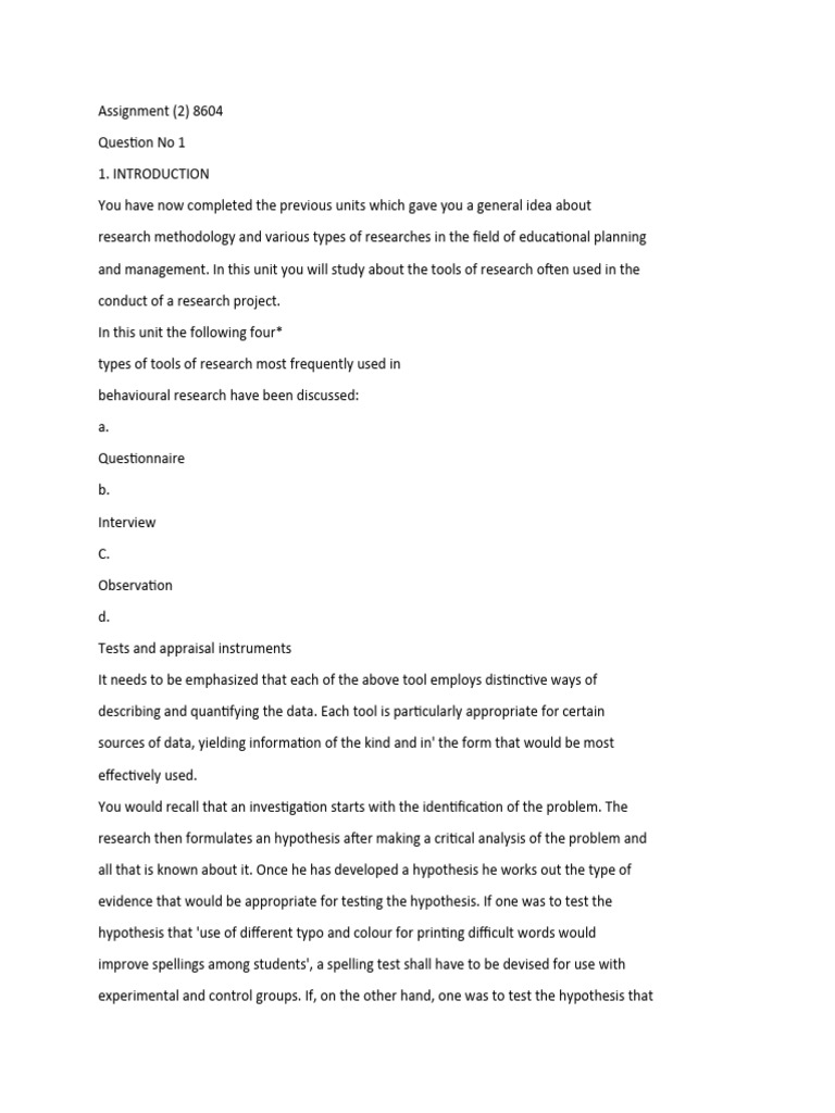 8604 Assessment 2 | PDF | Sampling (Statistics) | Questionnaire