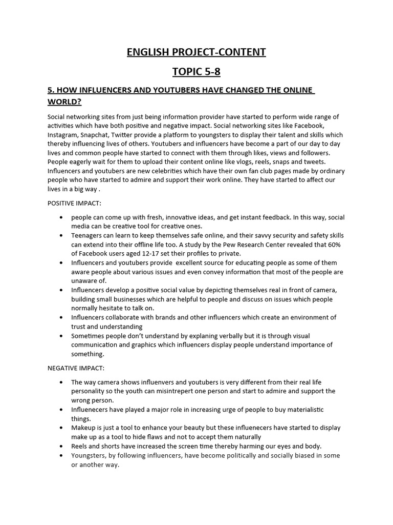 ENGLISH PROJECT Content | PDF | Advertising | Social Media