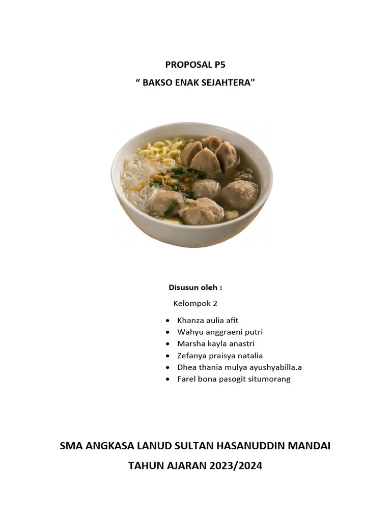 Proposal Kelompok 2 Bakso-1 | PDF