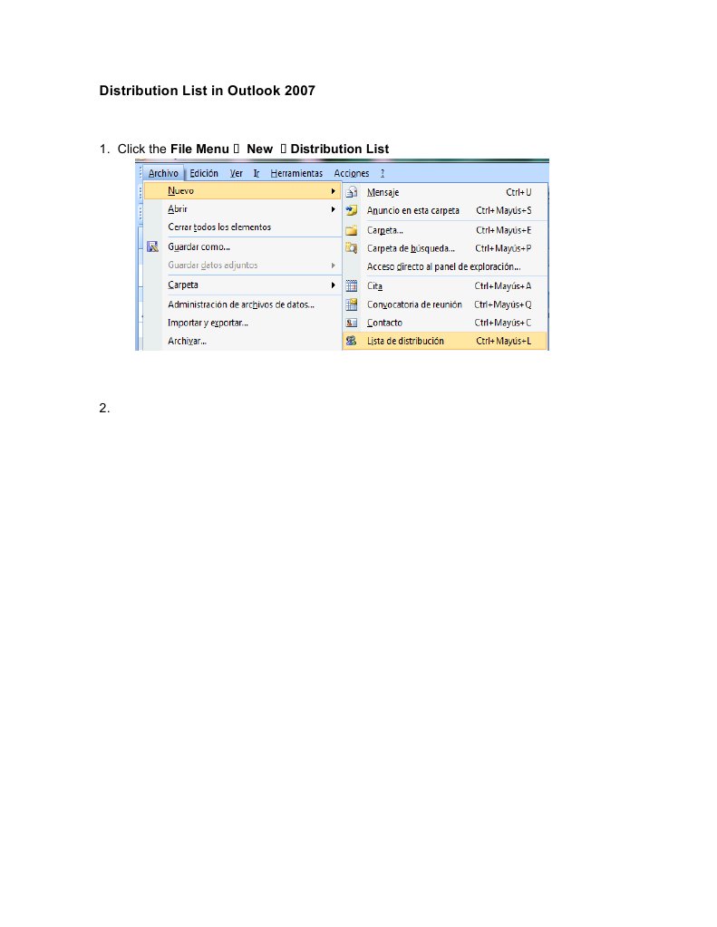 Create Distribution List in Outlook 2007 | PDF