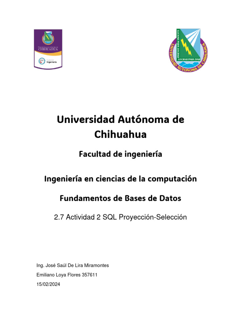 2.7 Actividad 2 SQL ProyecciónSelección | PDF