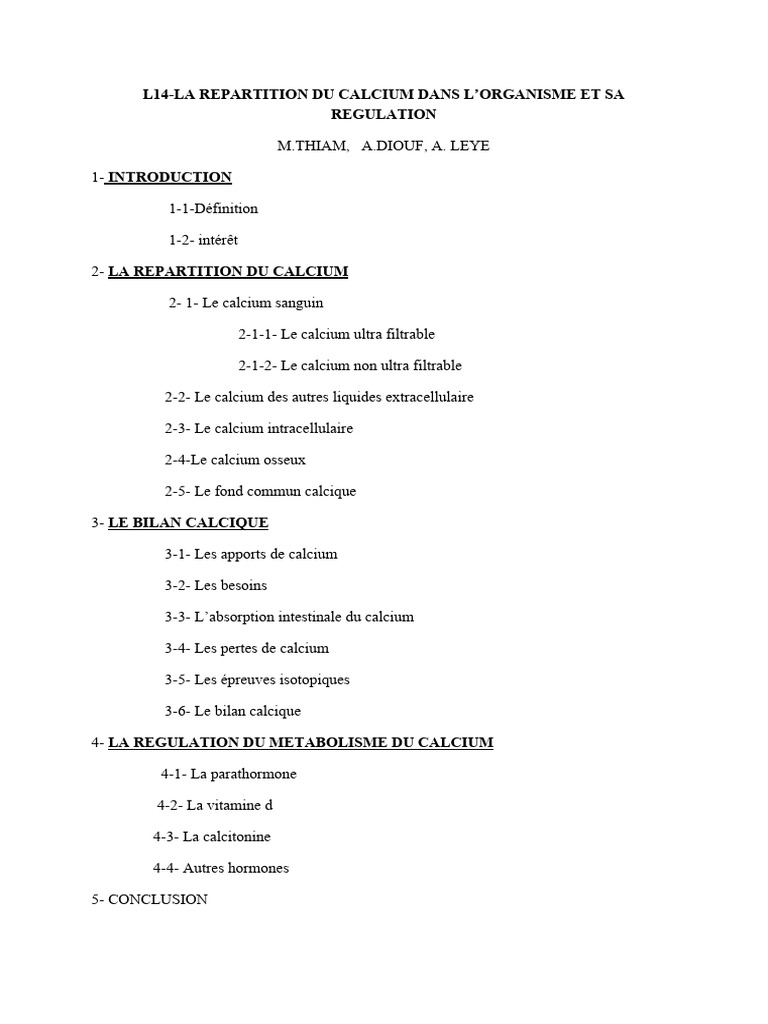 Régulation de la calcémie et calcium | PDF | Calcium | Système endocrinien