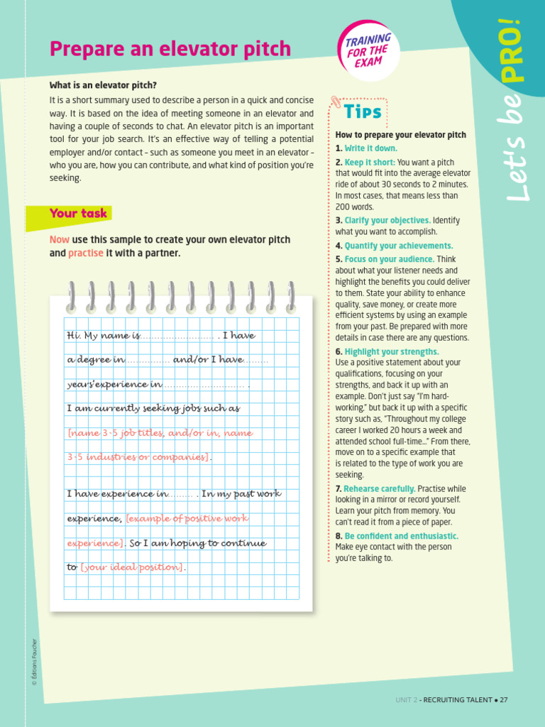 Prepare An Elevator Pitch: Your Task | PDF | Cognition