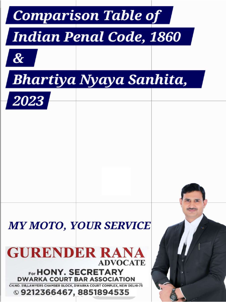 Comparison table of_Indian Penal Code, 1860__&_Bhartiya Nyaya Sanhita ...