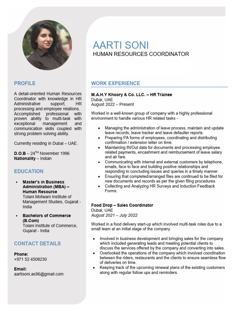 Aarti CV | PDF | Human Resources | Employment Aarti CV | PDF | Human Resources | Employment