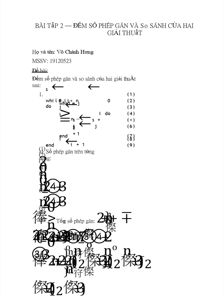 PDF Bai Tap 2 Dem So Phep Gan Va So Sanh Cua Hai Giai Thuat | PDF