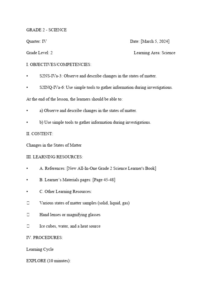 Lesson Plan Science | Download Free PDF | Ice | Learning