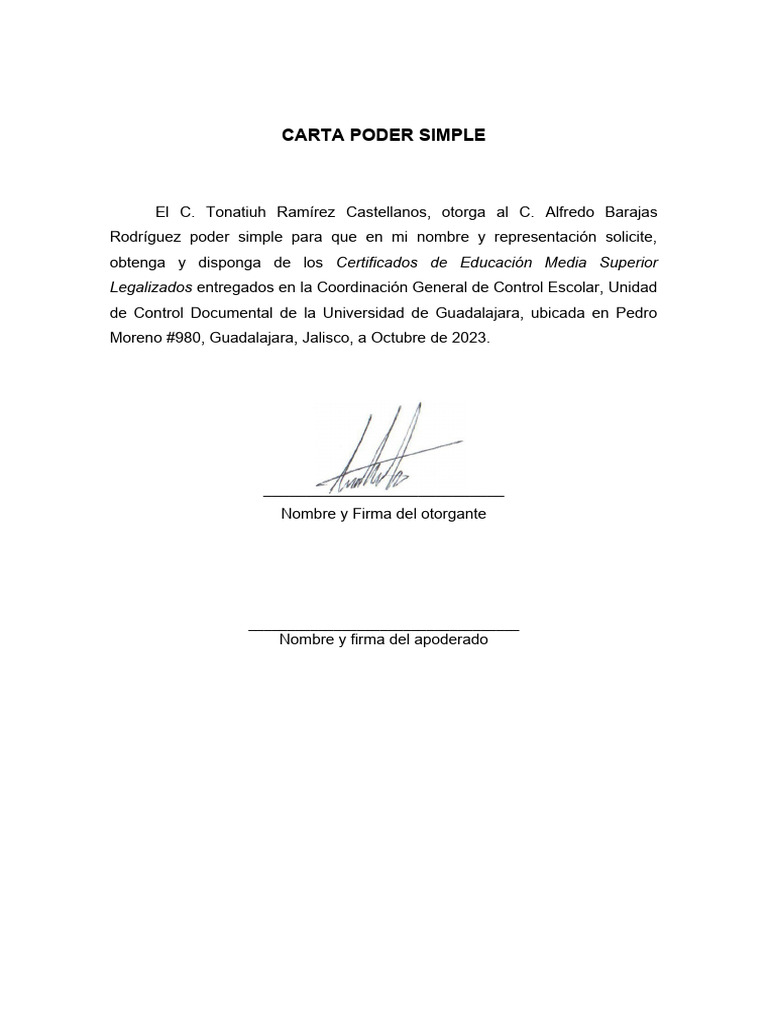 Carta Poder Simple | PDF
