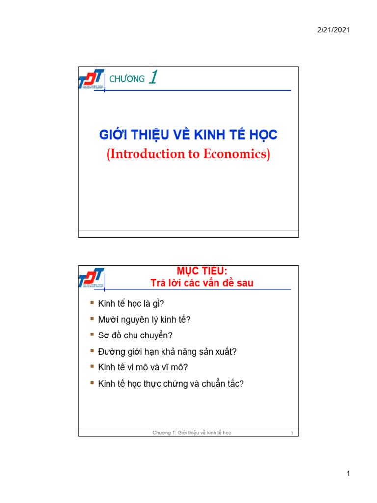 Chuong 1 Gioi Thieu Ve Kinh Te Hoc | PDF