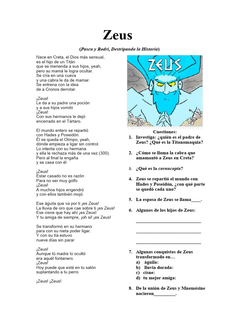Zeus: Orígenes y Conquistas | PDF