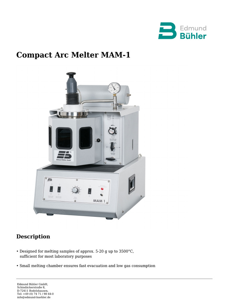 Compact Arc Melter MAM 1 | PDF