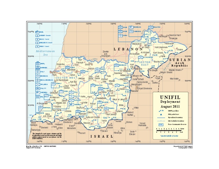 UNIFIL Deployment Map August 2011 | PDF