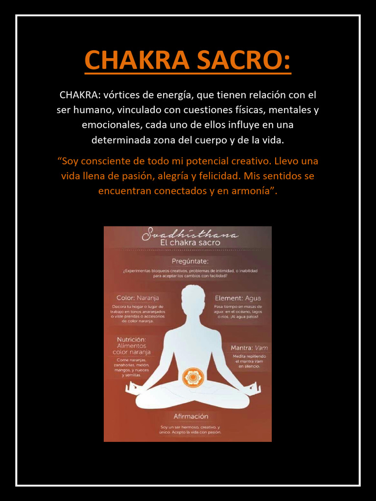 Chakra Sacro - Afirmaciones Positivas | PDF | Las emociones | Ansiedad