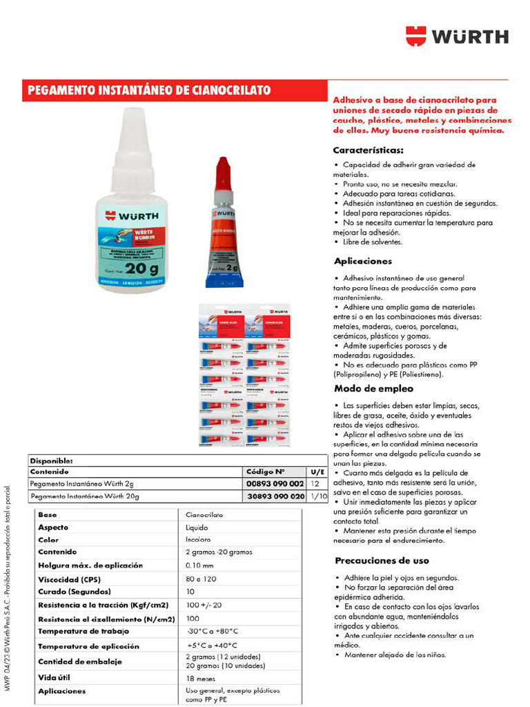 Pegamento Instantaneo | PDF