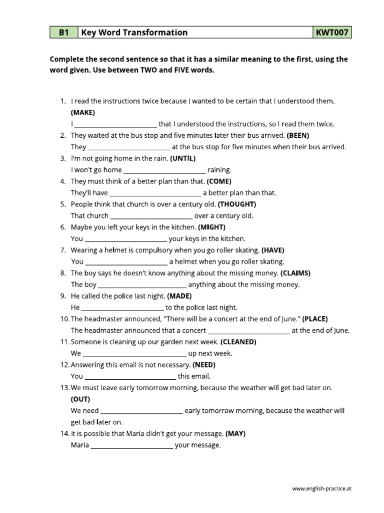 Key Word Transformation | PDF