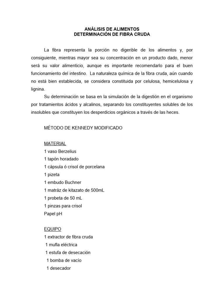 Fibra Cruda | PDF | Fibra dietética | Dieta y nutrición