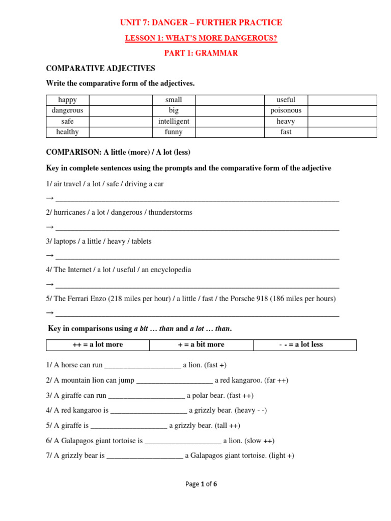 Unit 7 - Danger (Further Practice Exercises) | PDF | Frog | Vlad The Impaler