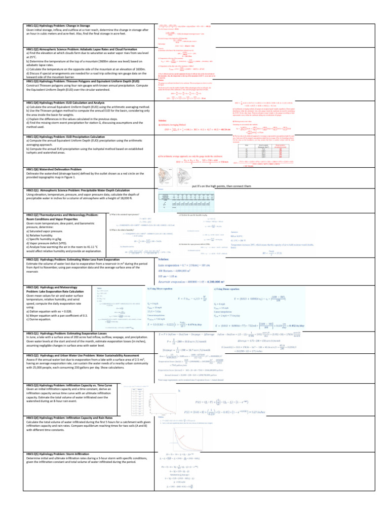 Cee176 Midterm Cheatsheet | PDF | Humidity | Drainage Basin