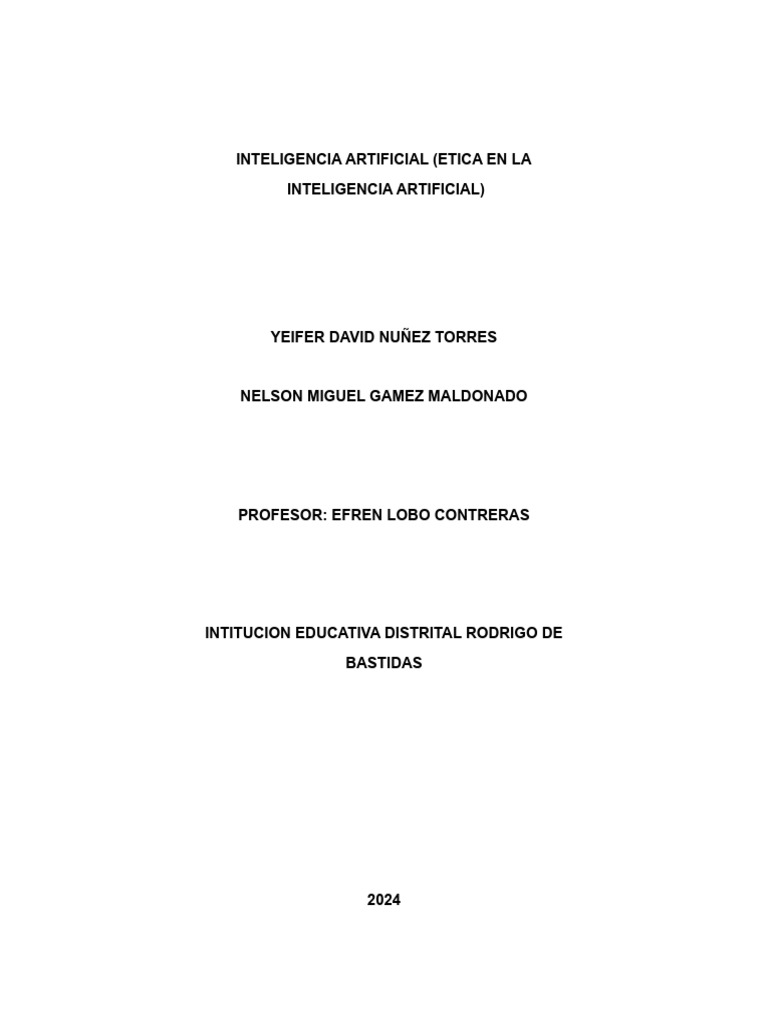 Inteligencia Artificial Yeifer | PDF | Inteligencia artificial ...