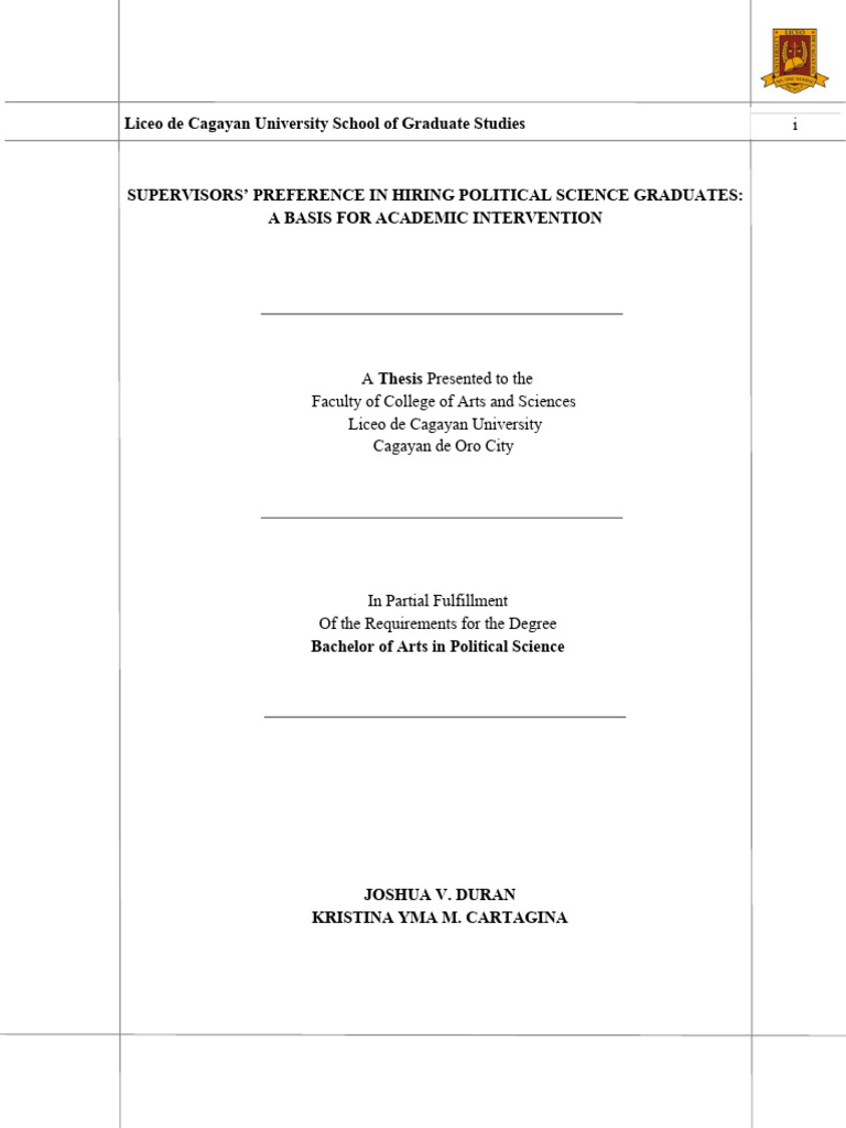 SUPER DUPER FINAL COVER PAGE | PDF | Thesis | Scientific Method