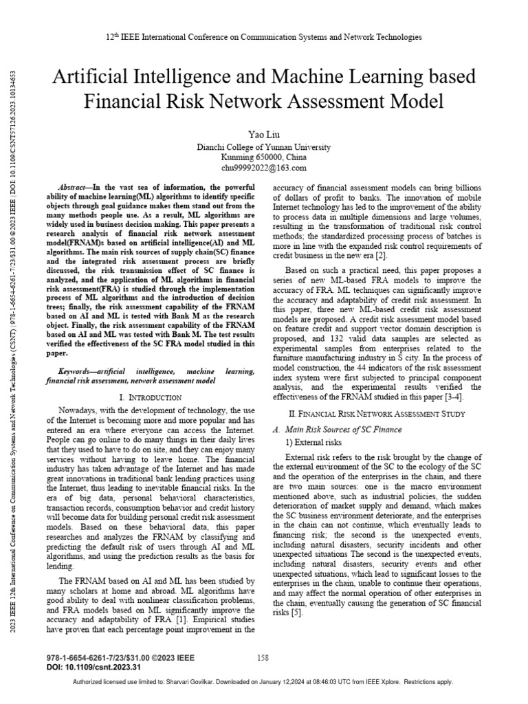 Artificial Intelligence and Machine Learning Based Financial Risk ... Artificial Intelligence and Machine Learning Based Financial Risk ...