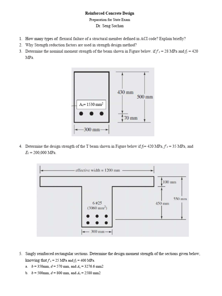 Revised Exercises-Béton Armé New | PDF | Beam (Structure) | Deformation (Engineering)