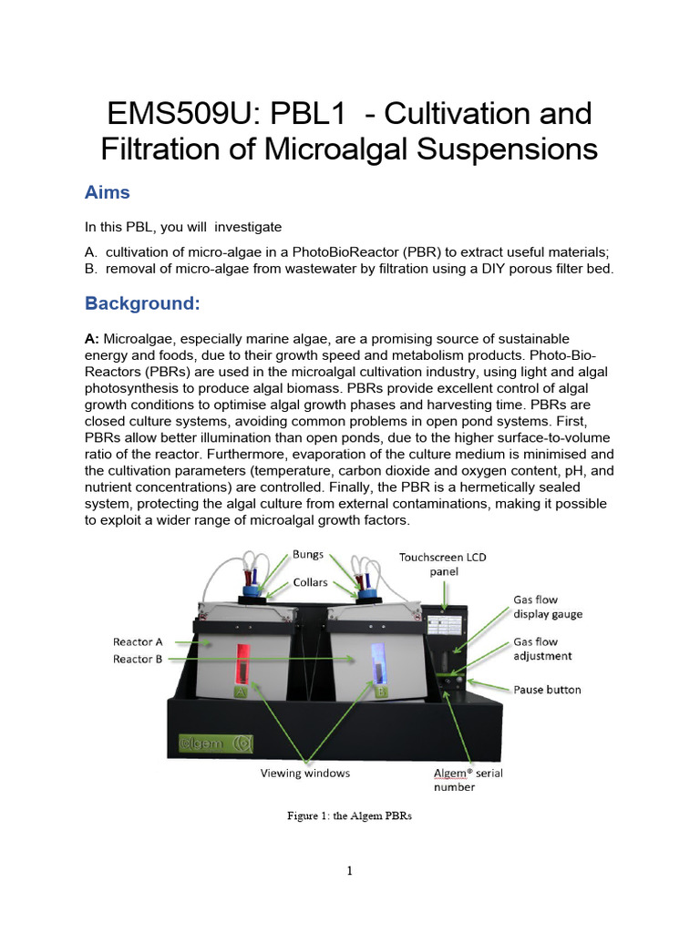 PBL1 Week1 Lab Instructions | PDF | Porosity | Filtration