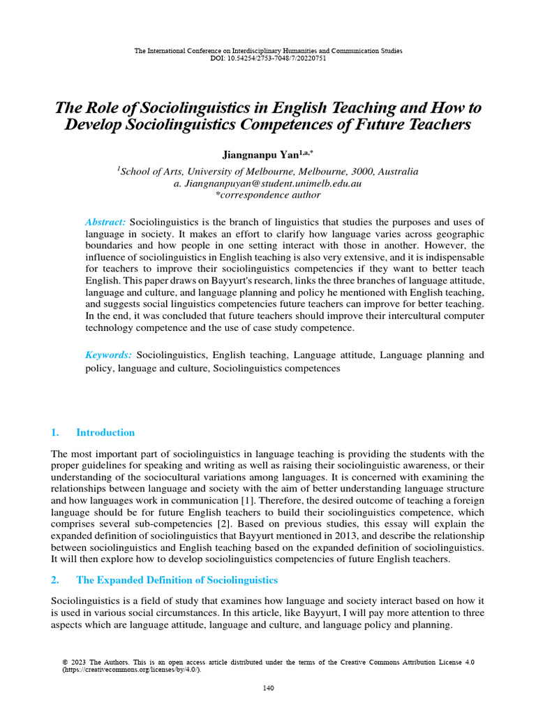 The Role of Sociolinguistics in English Teaching A | PDF | Attitude ...