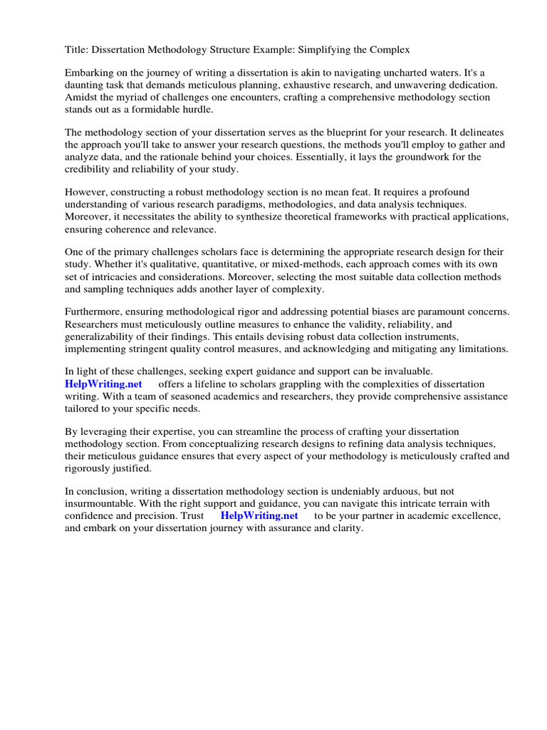 Dissertation Methodology Structure Example | PDF | Methodology | Thesis