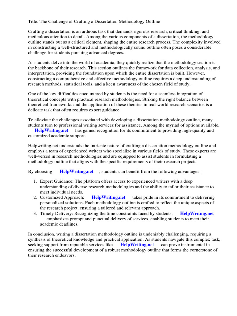 Dissertation Methodology Outline | PDF | Methodology | Thesis