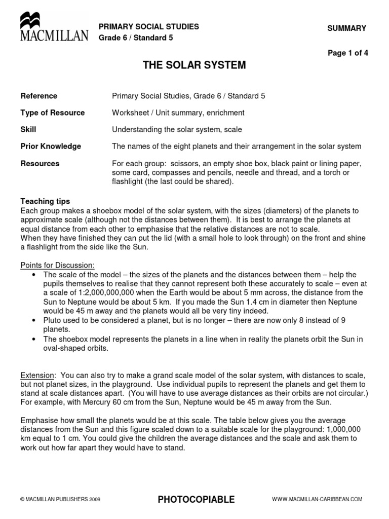 PSS Grade 6 - 9780333544181 Wider World - Solar System Worksheet | PDF ...