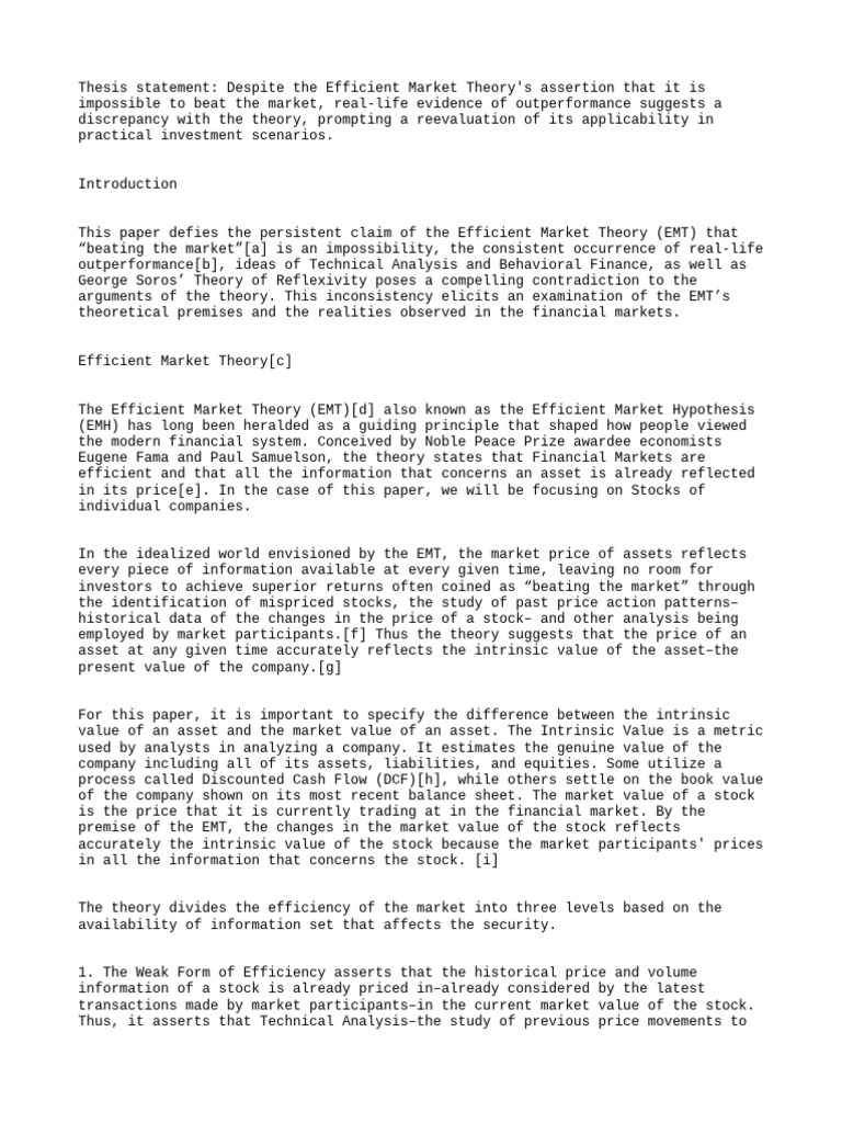 Philo 109 Paper Draft | PDF | Efficient Market Hypothesis | Technical ...