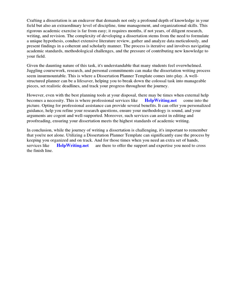 Dissertation Planner Template | Download Free PDF | Thesis | Essays