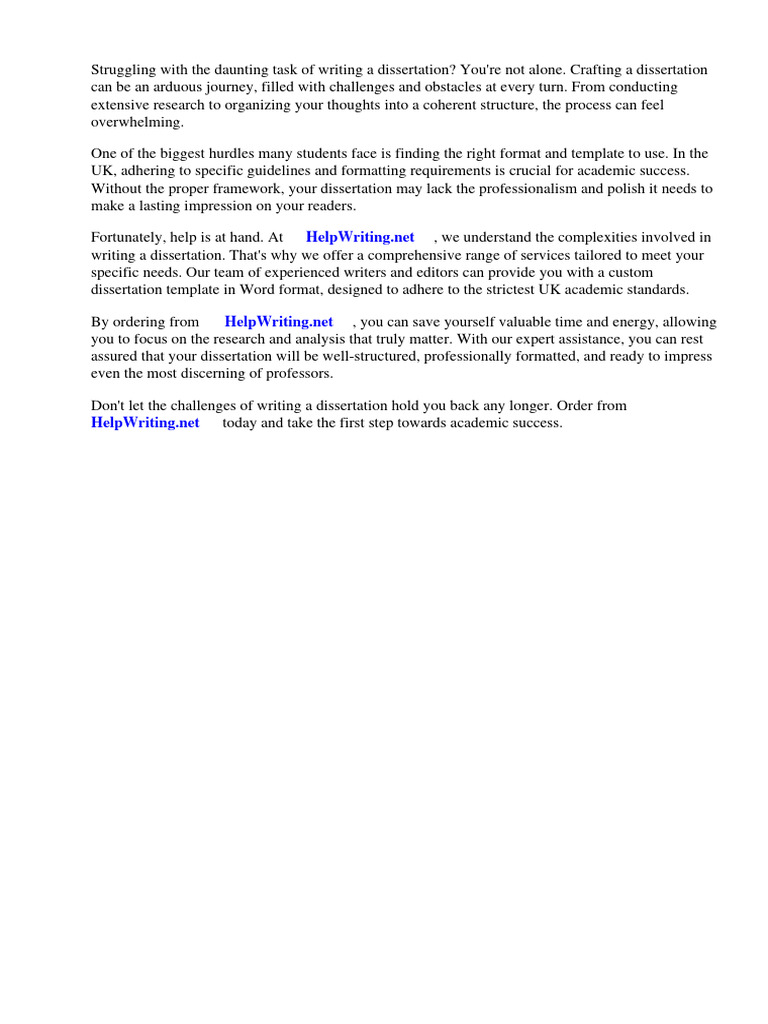 Dissertation Template Word Uk | PDF | Thesis | Thought