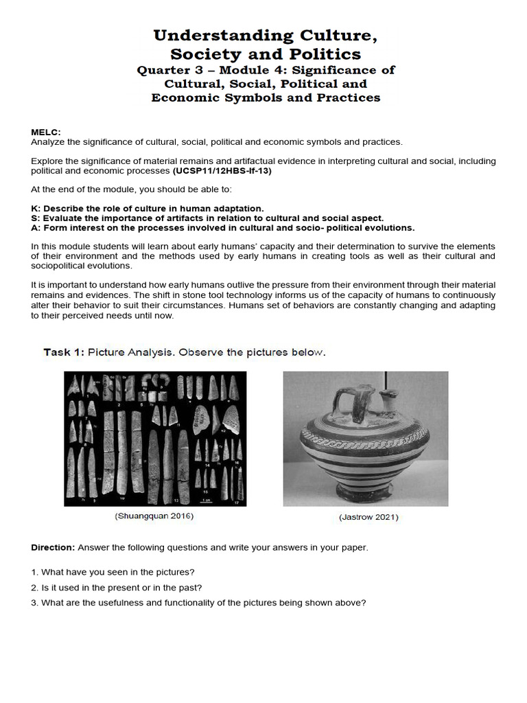 UCSP_Q3_MODULE 4 | PDF | Society | Artifact (Archaeology)