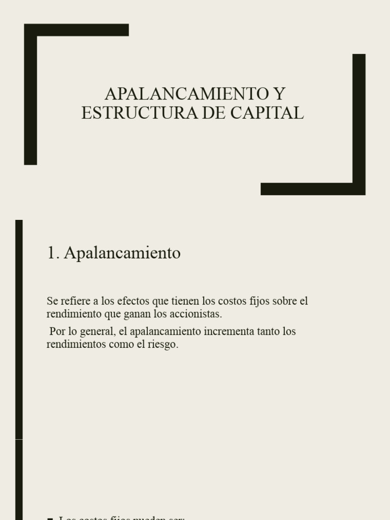 Apalancamiento y Estructura de Capital | Descargar gratis PDF | Apalancamiento (Finanzas ...