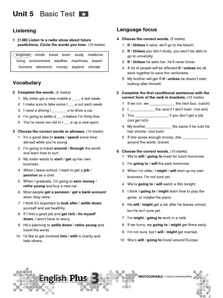 unit_5_basic_test (1) | PDF | Vocabulary