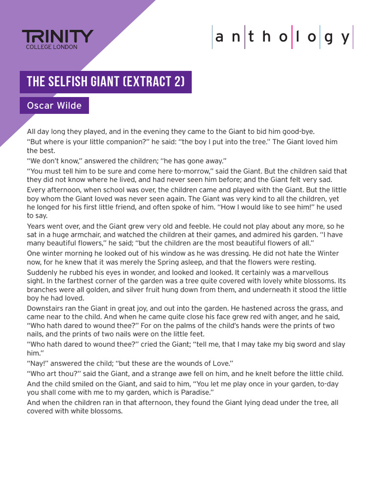 InPro The Selfish Giant 2 | PDF | The Happy Prince And Other Tales