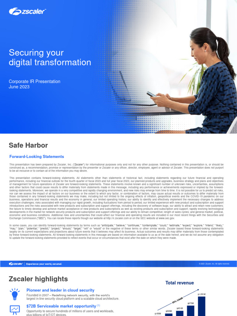 Zscaler Q3-23 Corporate Presentation | PDF | Computer Network | Cloud Computing