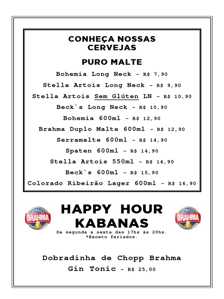 Card Pio Bebidas 2022 | PDF | Ale (cerveja) | Cerveja