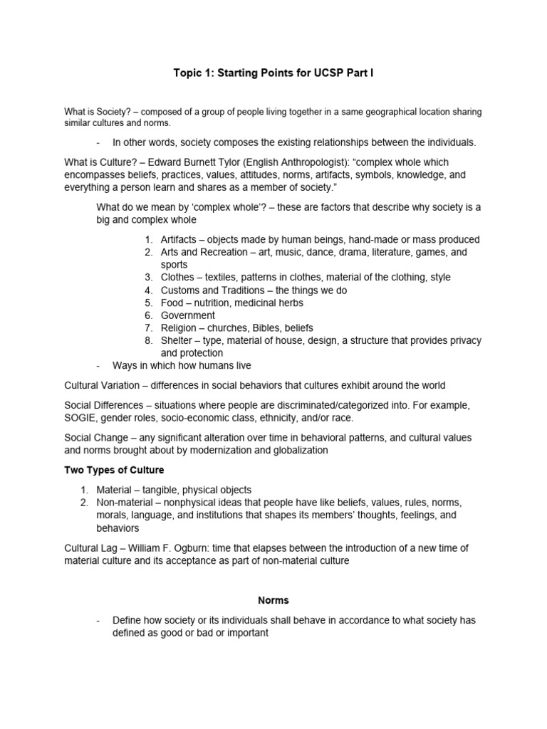 UCSP Notes | PDF | Deviance (Sociology) | Socialization