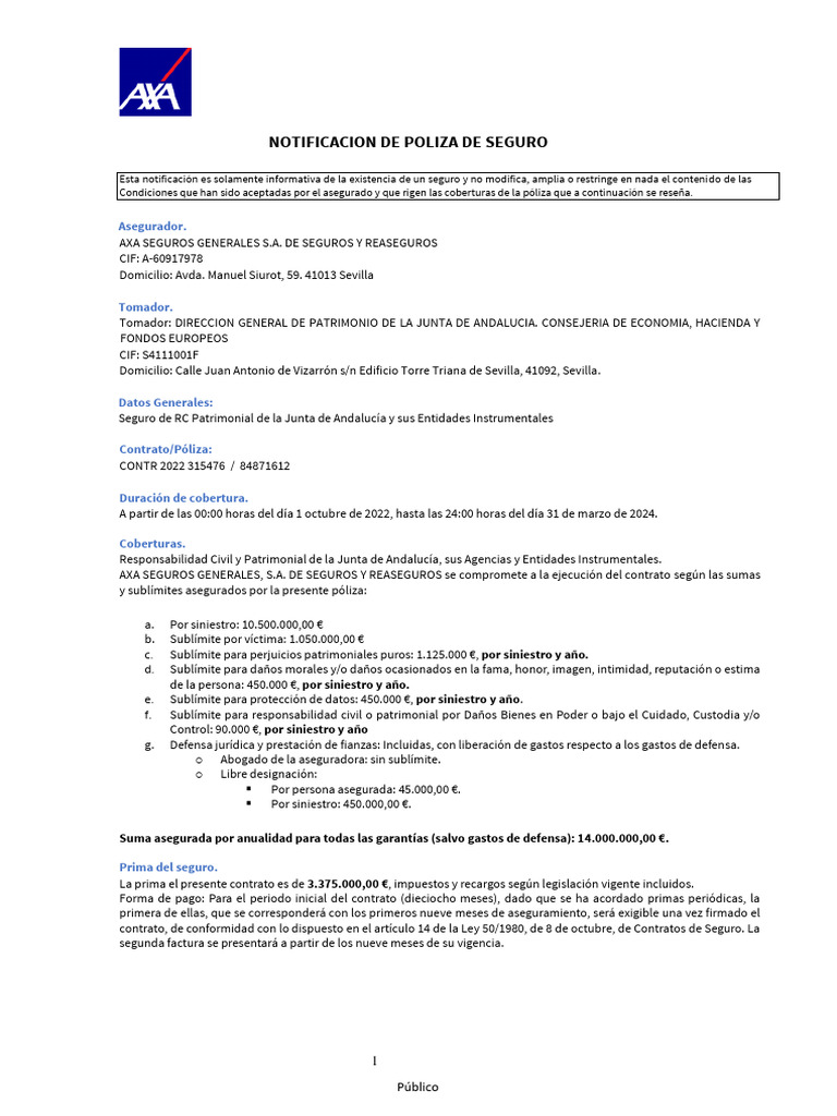 AXA - Certificado | PDF | Seguro | Póliza de seguros