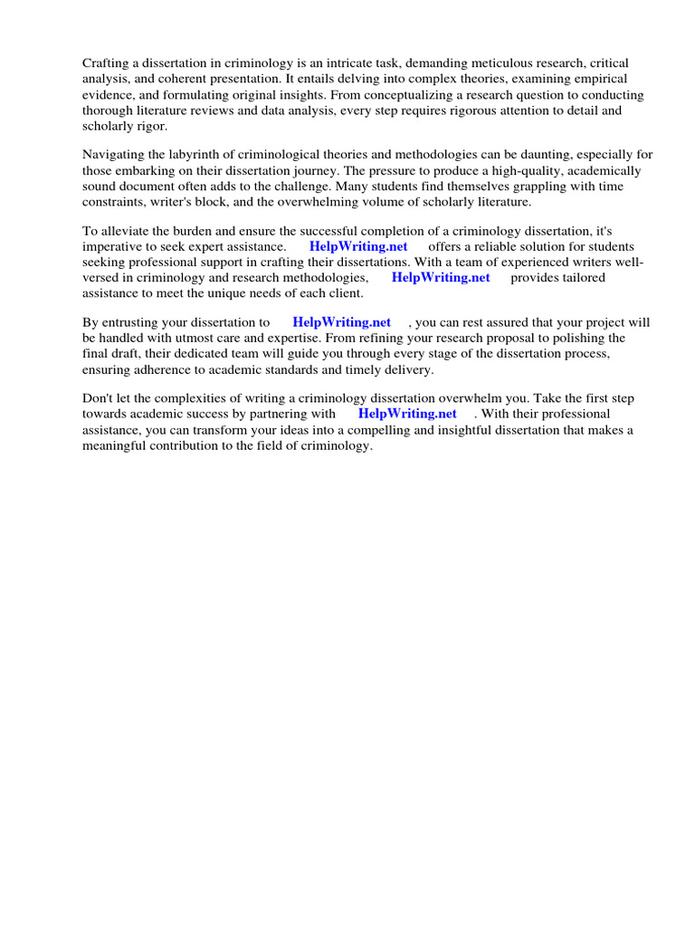 Criminology Dissertation Writing Guide | PDF | Crimes | Crime & Violence