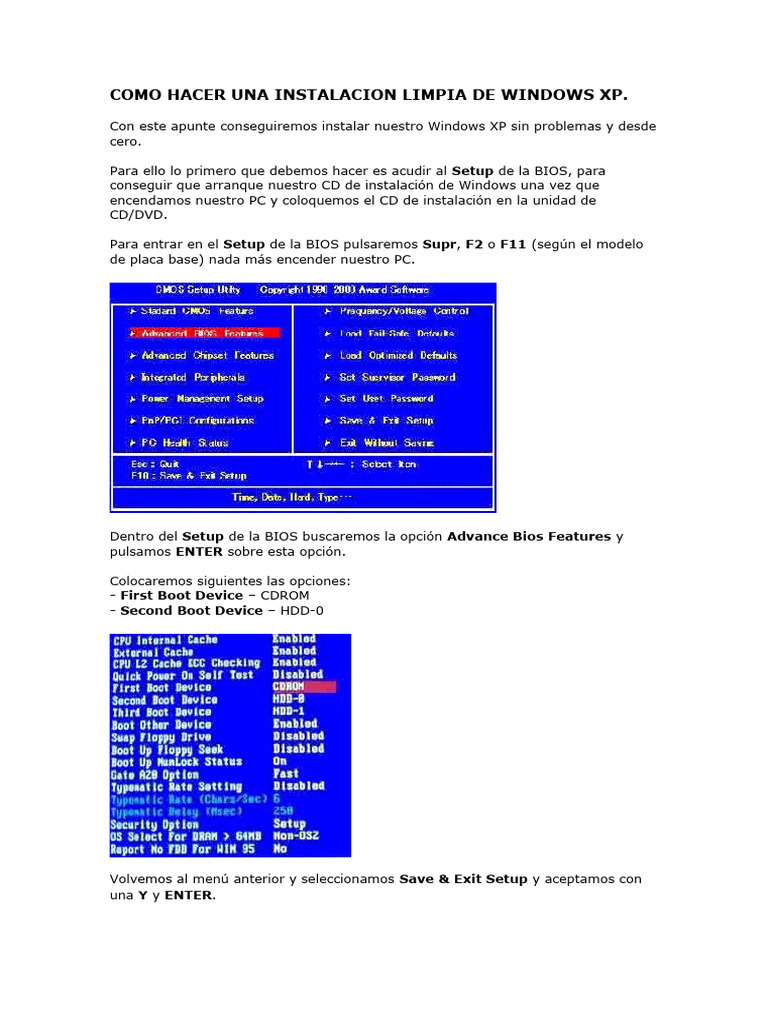 Instalacion de Windows Xp | PDF | Arranque | Bios
