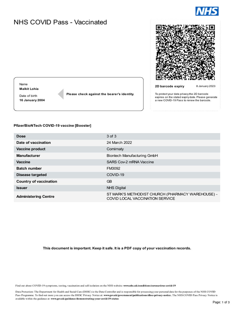 NHS COVID Pass: Vaccination Records | PDF | Pandemic | Medicine