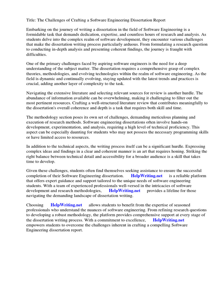 Software Engineering Dissertation Report | PDF | Server (Computing ...