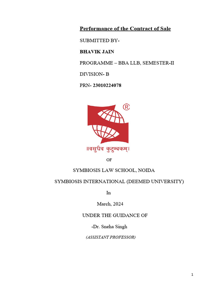 Contracts Sem II Research Project | PDF | Breach Of Contract | Damages