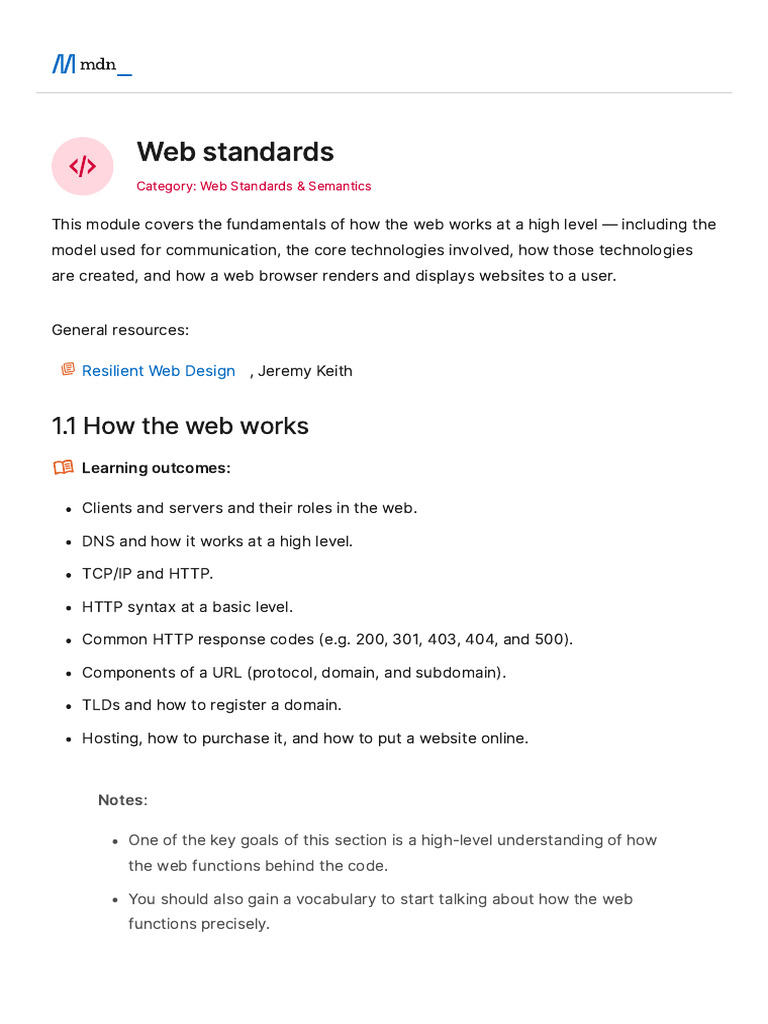 Web standards-MDN-Docs | PDF | World Wide Web | Internet & Web