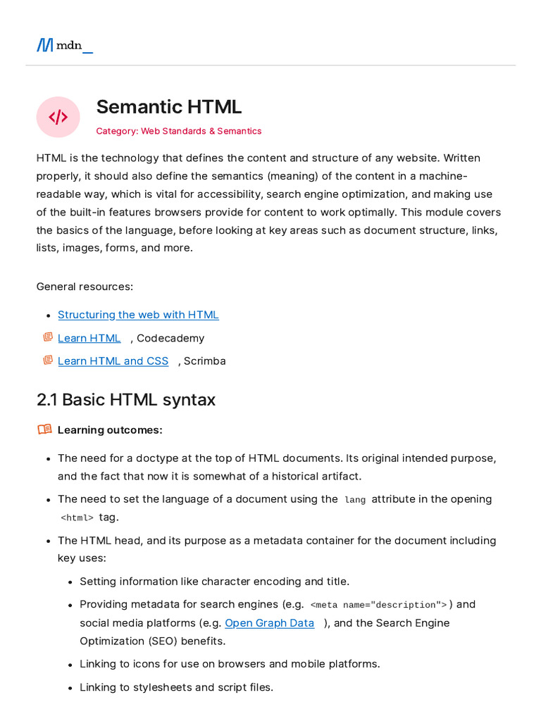 Web standards-HTML-MDN-Docs | PDF | Html | Html Element