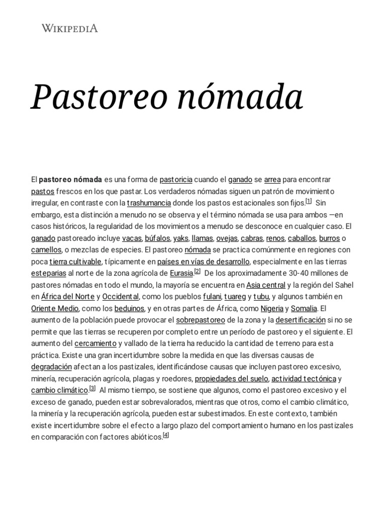 Pastoreo Nómada - Wikipedia, La Enciclopedia Libre | PDF